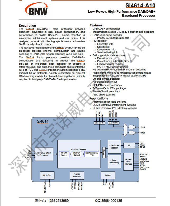 SI4614数字收音芯片+DAB模块